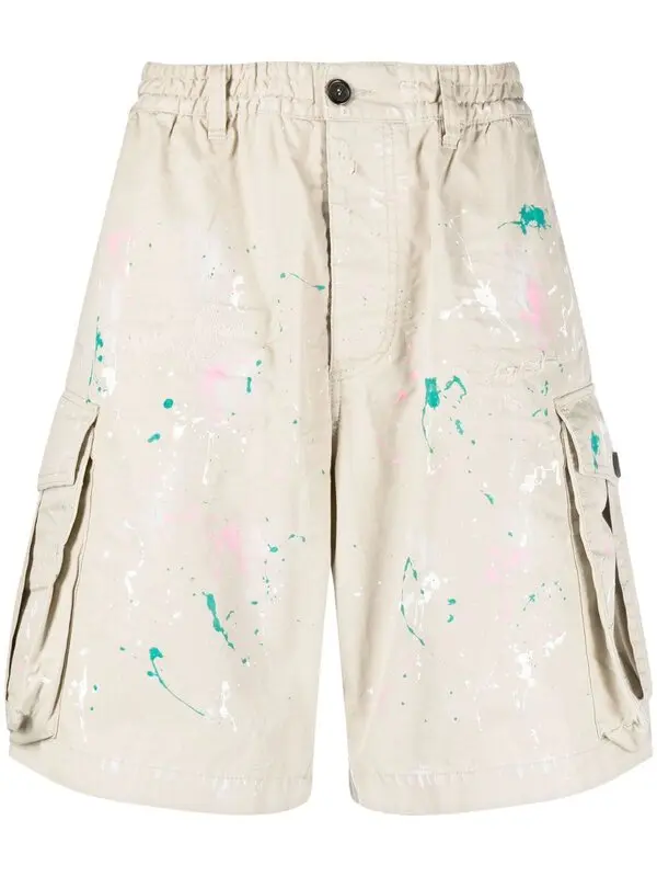Dsquared2 Paint Splatter Cargo Shorts - Neutrals