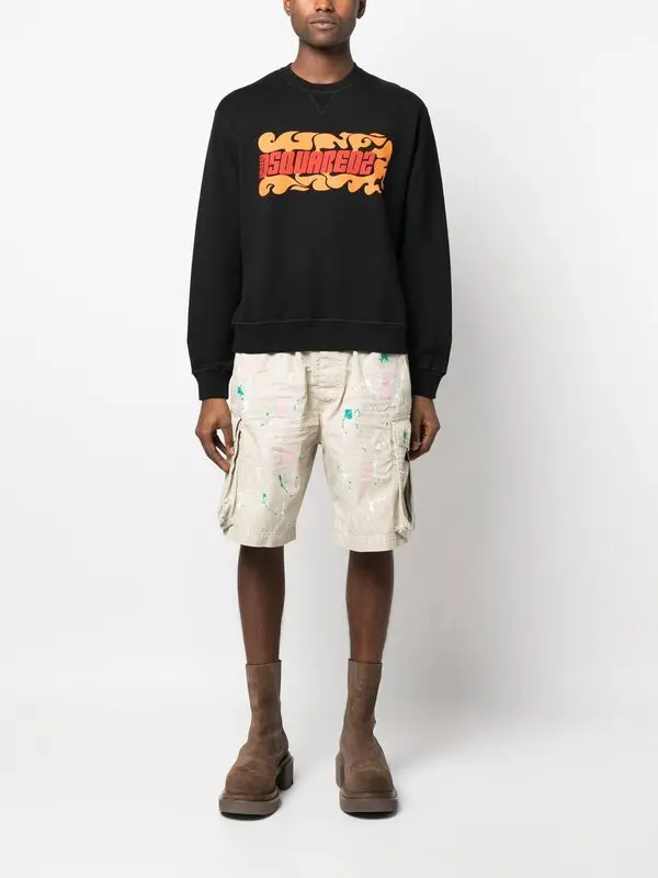 Dsquared2 Paint Splatter Cargo Shorts