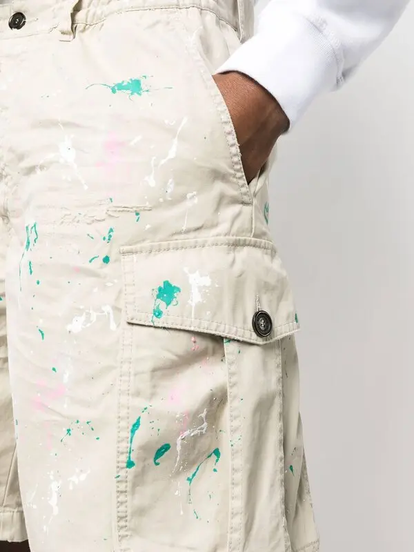 Dsquared2 Paint Splatter Cargo Shorts
