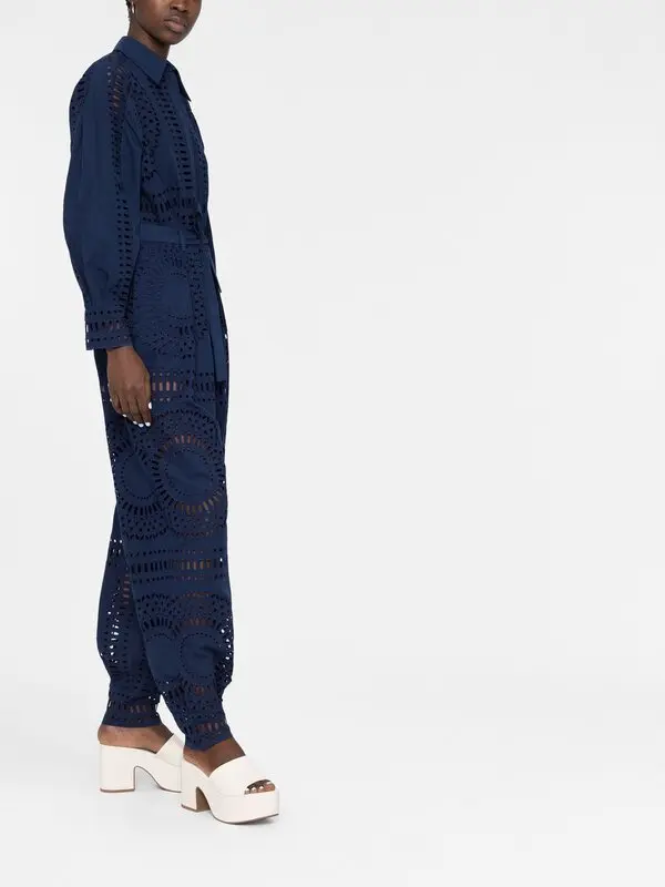 Alberta Ferretti Broderie Anglaise Belted Jumpsuit