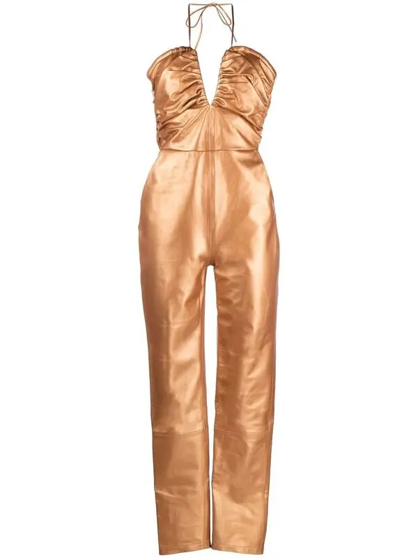 Zeynep Arçay Ruched-bodice Jumpsuit - Gold