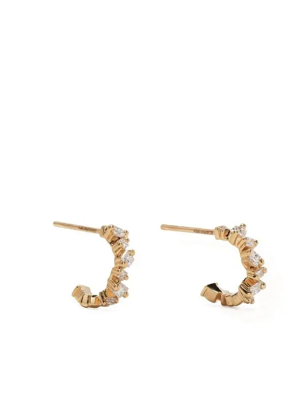 SUZANNE KALAN 18kt Yellow Diamond Hoop Earrings - Gold