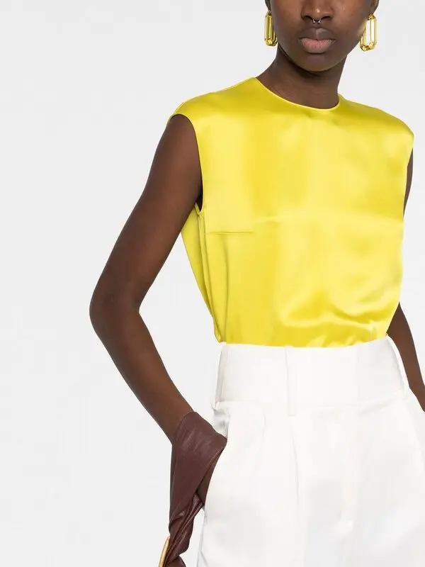 Stella McCartney Satin-finish Sleeveless Blouse - Yellow
