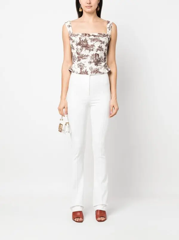Patrizia Pepe Cotton-blend Mid-rise Skinny Cut Bootleg Trousers - White