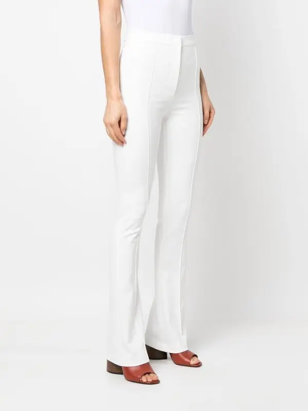 Patrizia Pepe Cotton-blend Mid-rise Skinny Cut Bootleg Trousers - White