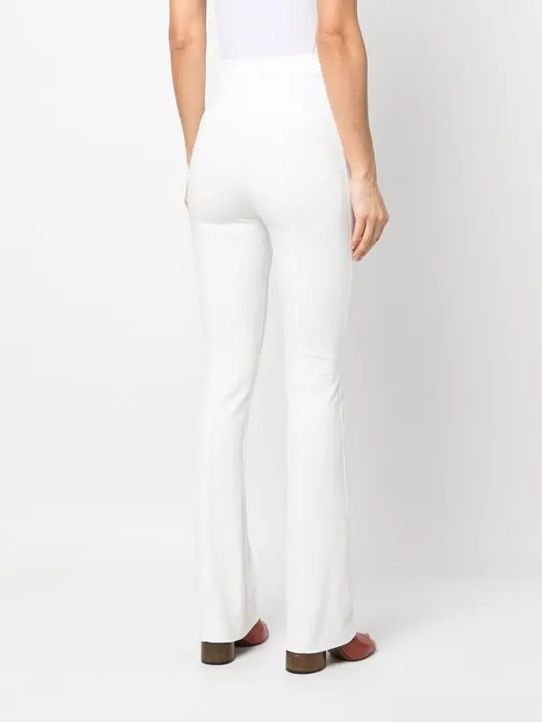 Patrizia Pepe Cotton-blend Mid-rise Skinny Cut Bootleg Trousers - White