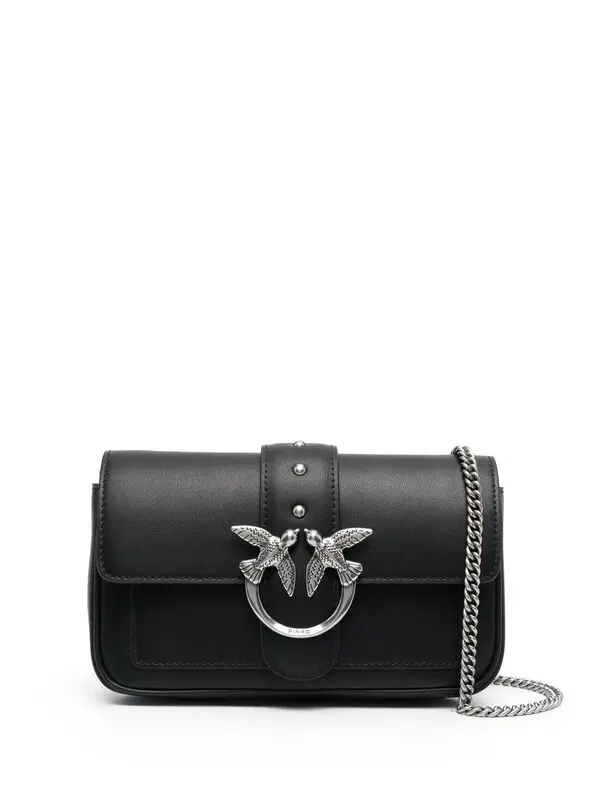 Pinko Love Birds Diamond Cut Buckle Small Crossbody Bag - Black