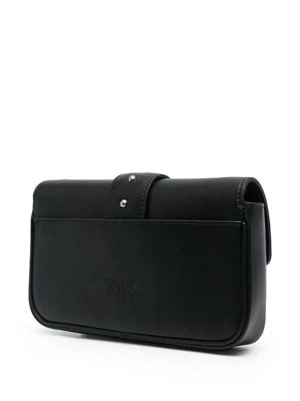 Pinko Love Birds Diamond Cut Buckle Small Crossbody Bag - Black