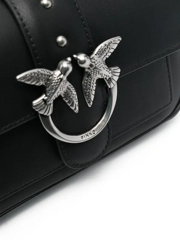 Pinko Love Birds Diamond Cut Buckle Small Crossbody Bag - Black