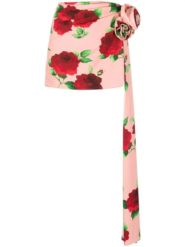 Magda Butrym Rose-print Draped Miniskirt - Pink