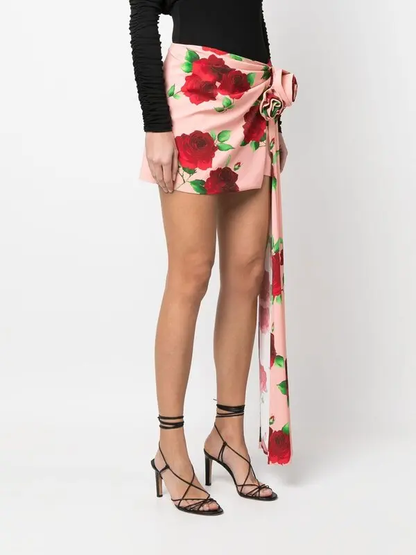 Magda Butrym Rose-print Draped Miniskirt - Pink