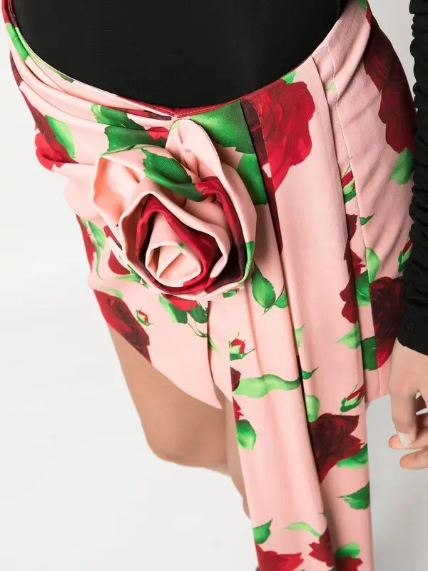 Magda Butrym Rose-print Draped Miniskirt - Pink