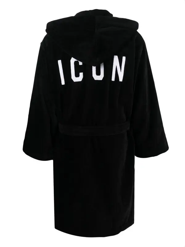 Dsquared2 Logo-detail Hooded Bathrobe - Black