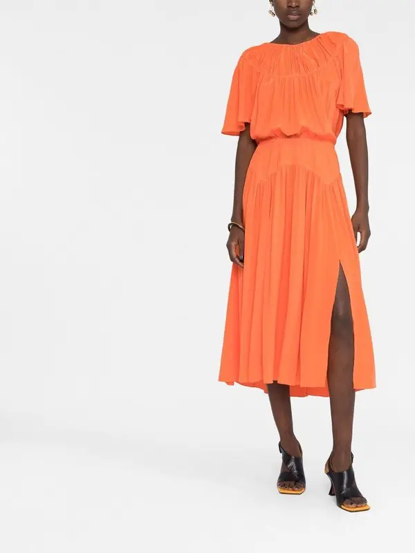 Marni Gathered-detailing Silk Midi Dress