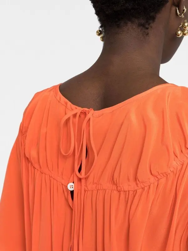 Marni Gathered-detailing Silk Midi Dress