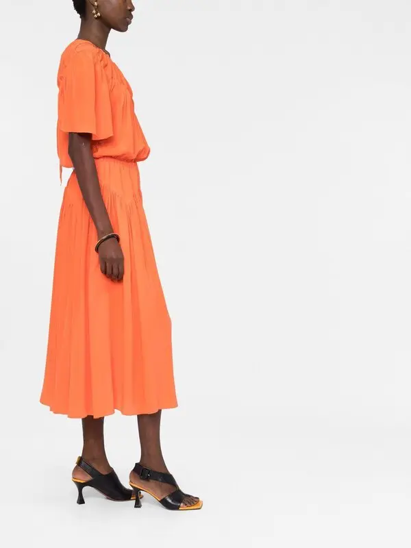 Marni Gathered-detailing Silk Midi Dress