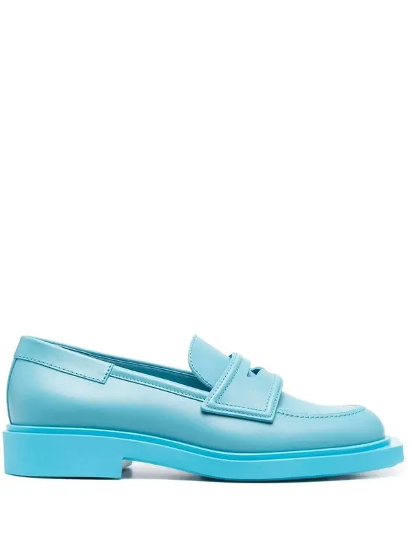 3JUIN Leather Penny Loafers - Blue