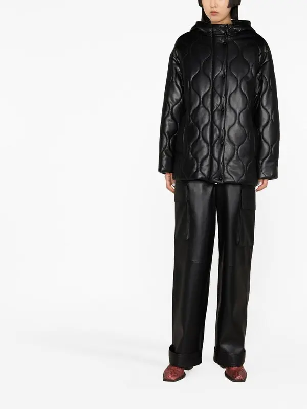 STAND STUDIO Everlee Quilted Faux-leather Jacket