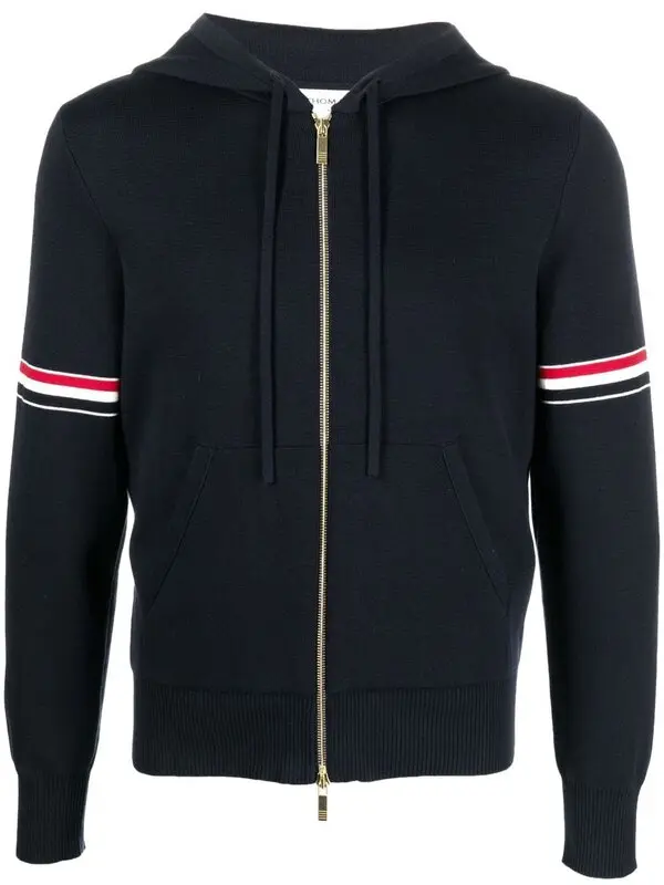 Thom Browne Striped Zip-up Hoodie - Blue