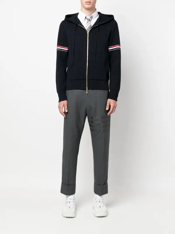 Thom Browne Striped Zip-up Hoodie - Blue