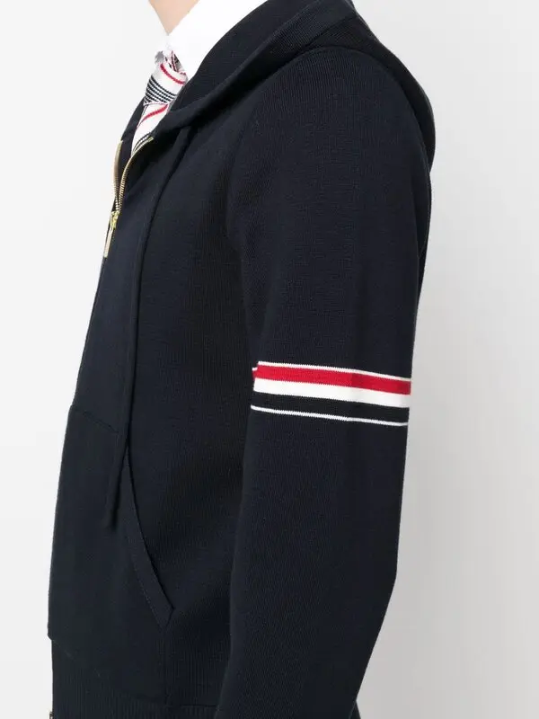 Thom Browne Striped Zip-up Hoodie - Blue