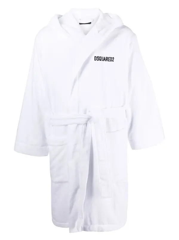 Dsquared2 Logo-detail Hooded Bathrobe - White