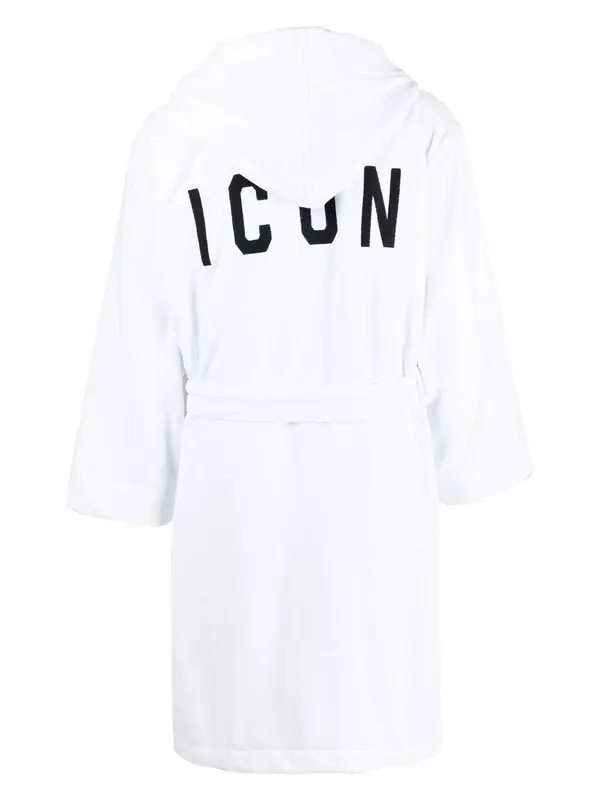Dsquared2 Logo-detail Hooded Bathrobe - White