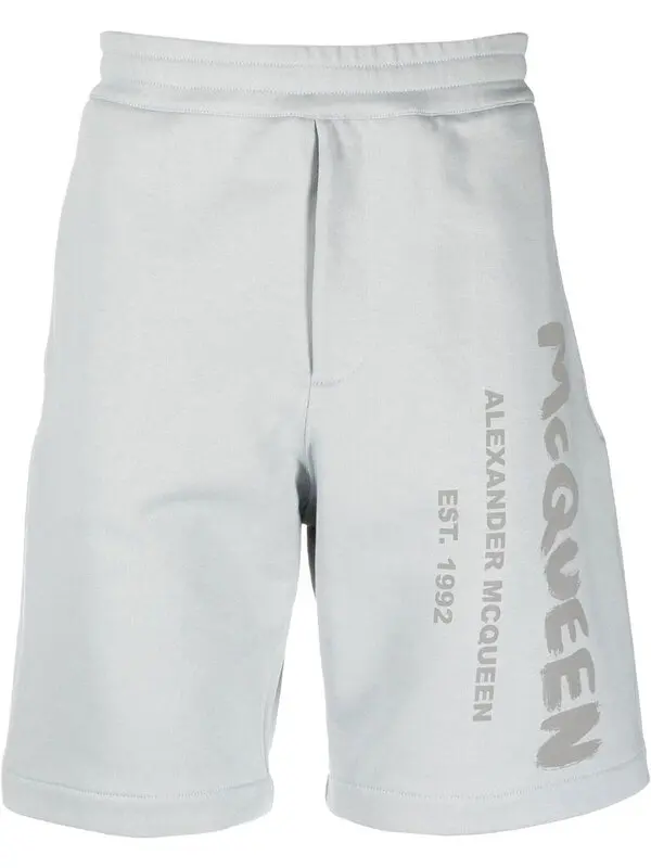 Alexander McQueen Graffiti-print Track Shorts - Blue