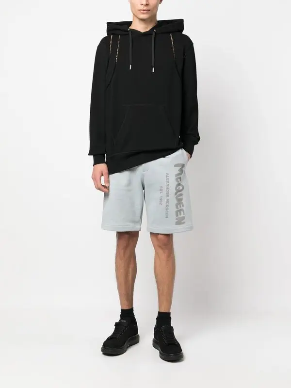 Alexander McQueen Graffiti-print Track Shorts - Blue