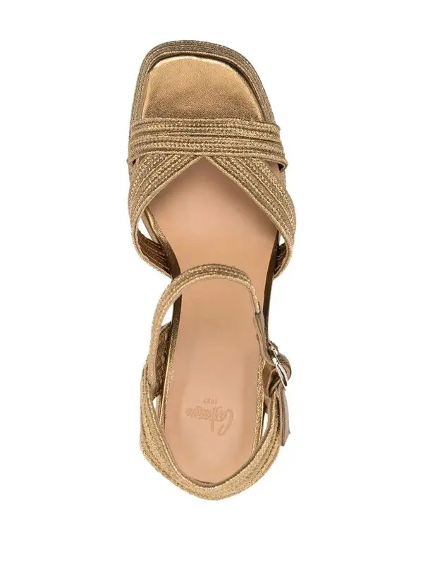 CastaÑer Interwoven Metallic Slingback Sandals - Gold