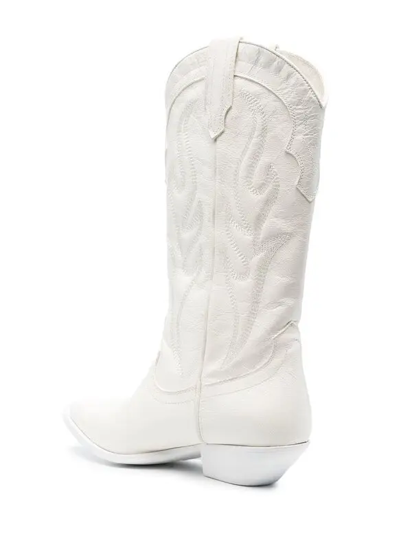 SONORA 40mm Western-style Leather Boots - White