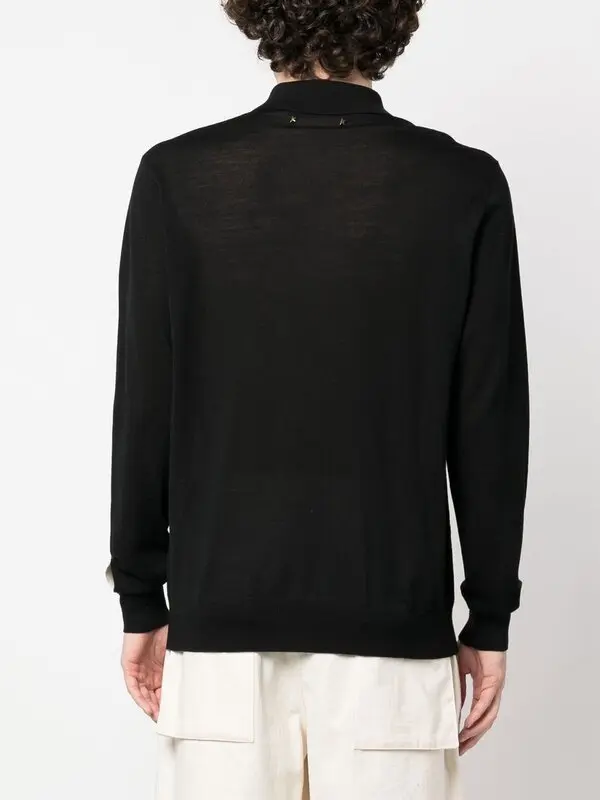 GOLDEN GOOSE Long-sleeve Knitted Polo Shirt - Black