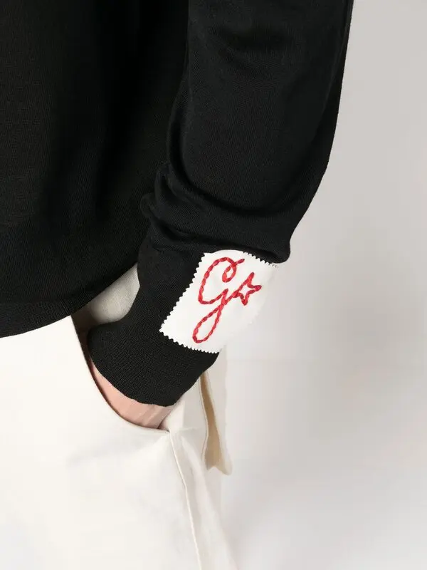 GOLDEN GOOSE Long-sleeve Knitted Polo Shirt - Black