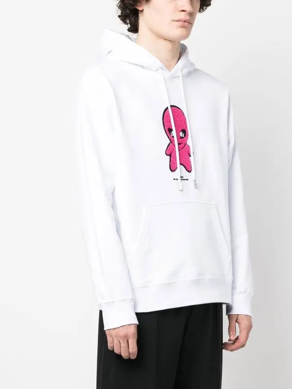 Gcds Cotton Alien-patch Hoodie - White