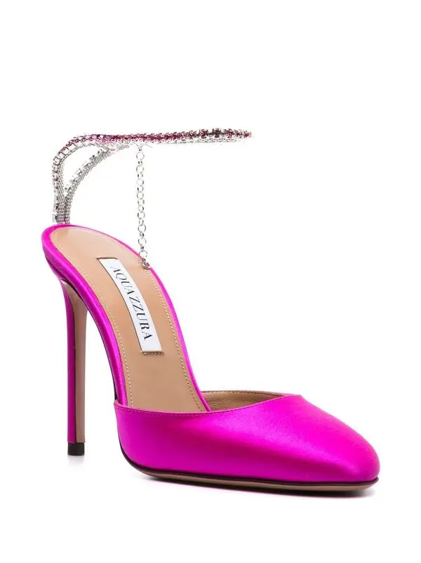 AQUAZZURA 110mm Crystal-embellished Satin Pumps