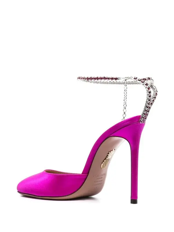 AQUAZZURA 110mm Crystal-embellished Satin Pumps