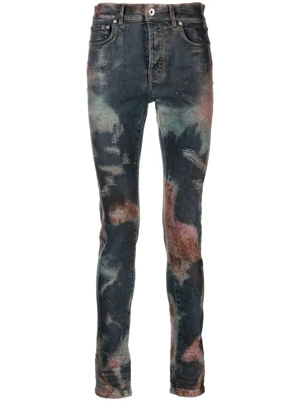 PURPLE BRAND Spray-pattern Slim-fit Jeans