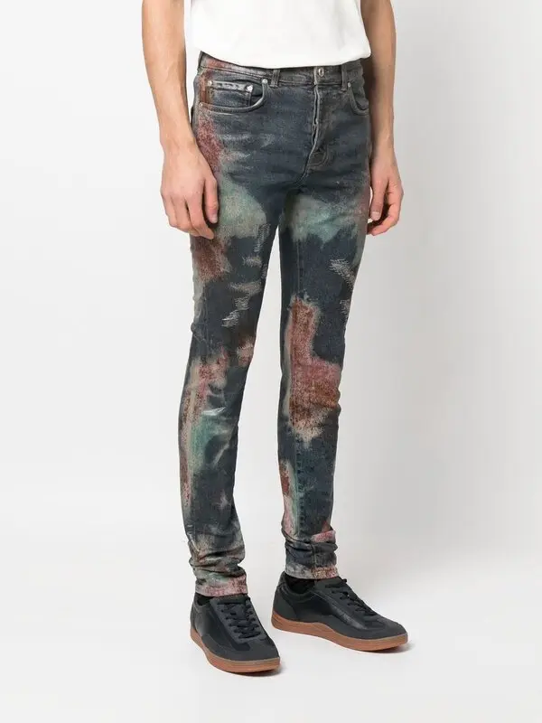 PURPLE BRAND Spray-pattern Slim-fit Jeans