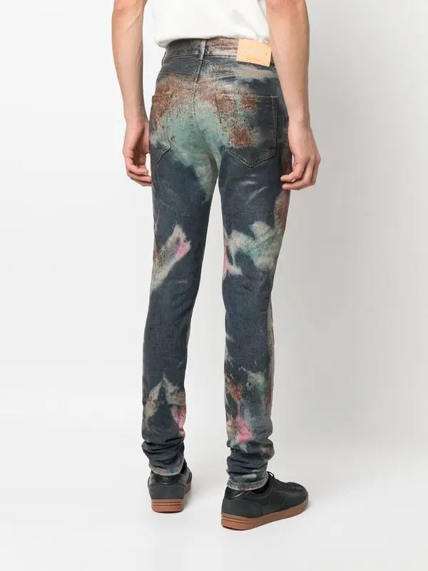 PURPLE BRAND Spray-pattern Slim-fit Jeans