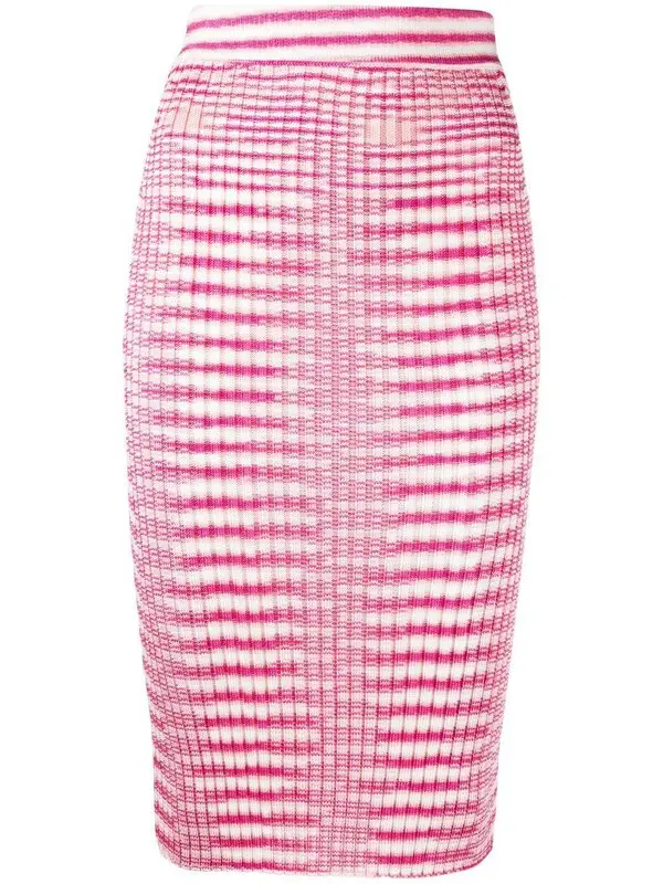 Missoni Striped Rib-knit Midi Skirt - Pink