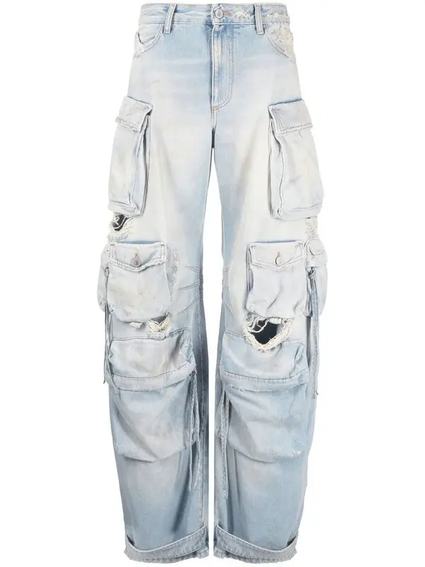 Attico Fern Ripped Wide-leg Jeans