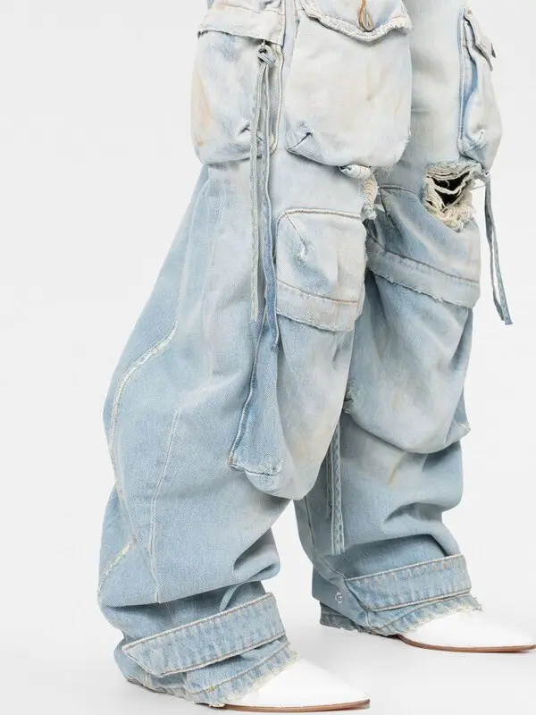 Attico Fern Ripped Wide-leg Jeans