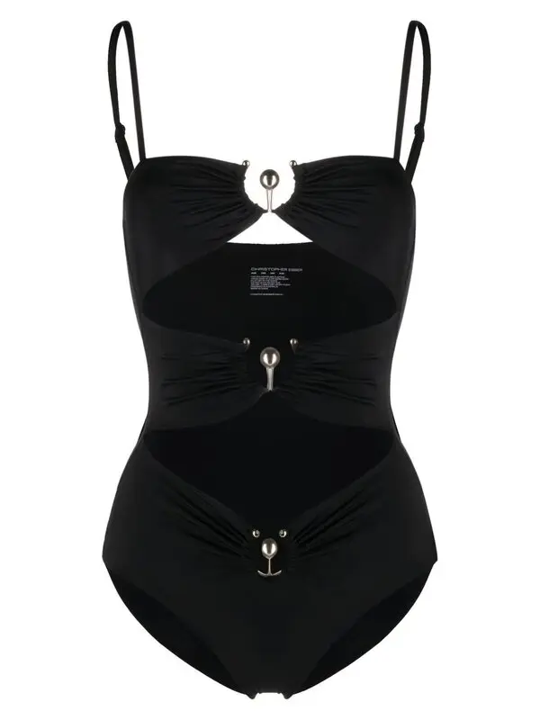Christopher Esber Square Neck Cut-out Swimsuit - Black