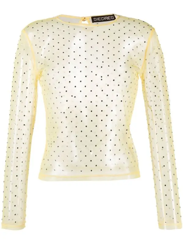 SIEDRES Desta Crystal-embellished Top - Yellow