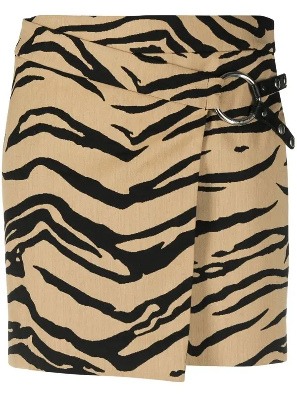 Stella McCartney Zebra-print Wrap Miniskirt - Brown