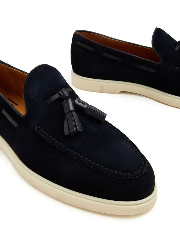 Magnanni Navy Perforated Leather Tassel Loafers MAGNANNI Size 9.5 Navy Leather Tassels Loafers – Sui Generis  main image 4