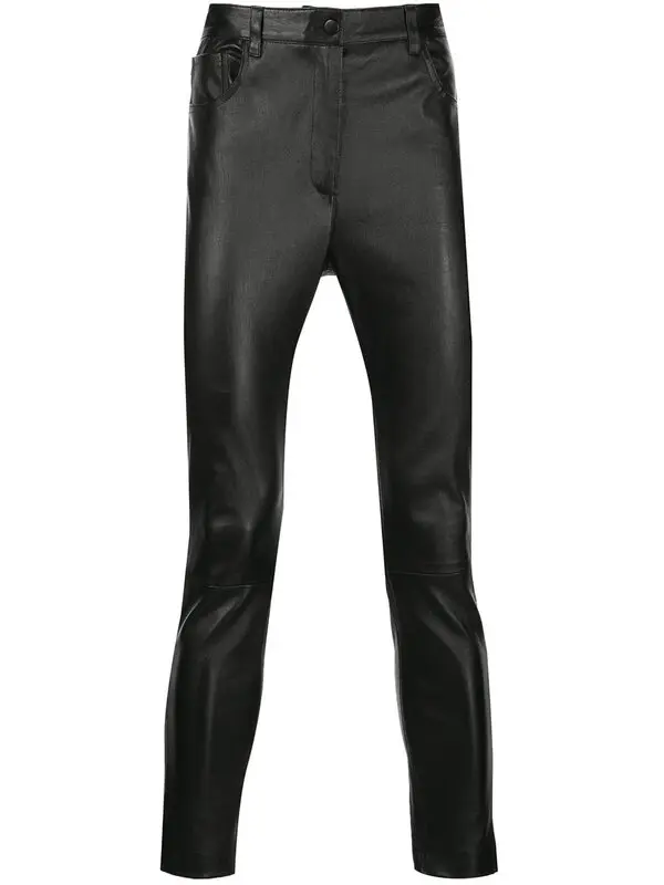 ROMEO HUNTE Slim-fit Leather Trousers - Black