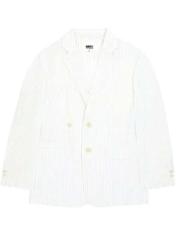 MAISON MARGIELA Pinstriped Single-breasted Blazer - White