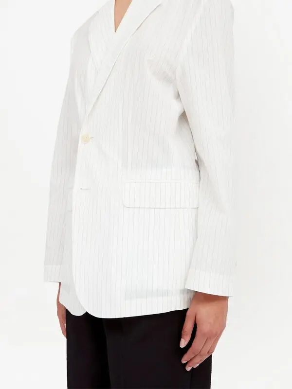 MAISON MARGIELA Pinstriped Single-breasted Blazer - White