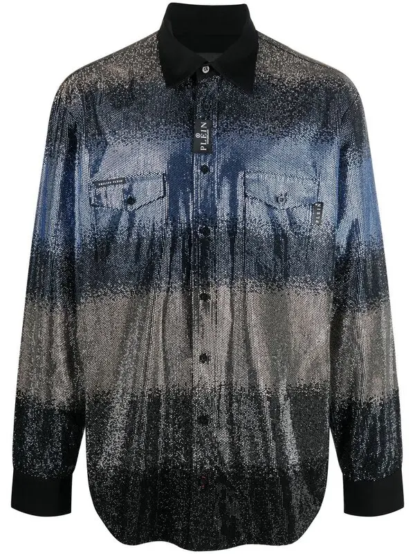 Philipp Plein Striped Sequin Shirt